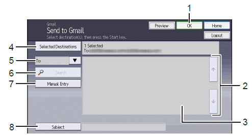 Send to Gmail Screen Layout