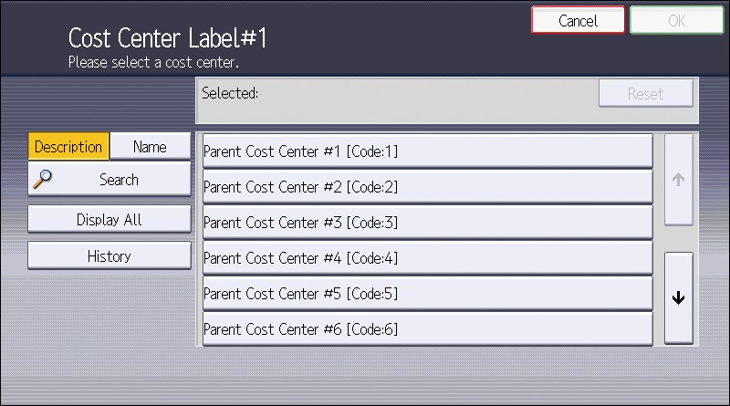 Select a Cost Center